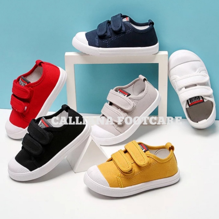Jual Sepatu Sneakers Kanvas Two Straps Velcro Fashion Kasual Anak Anak ...