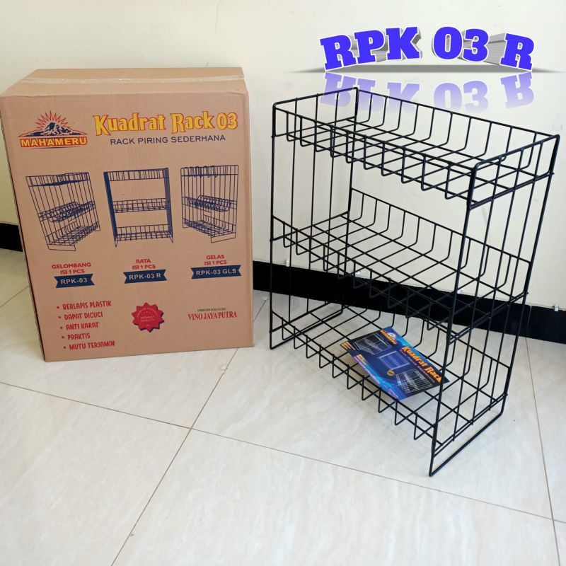 Jual RAK PIRING HITAM SUSUN 3 RATA (RPK 03 R)FREE PACKING DUS | Shopee ...