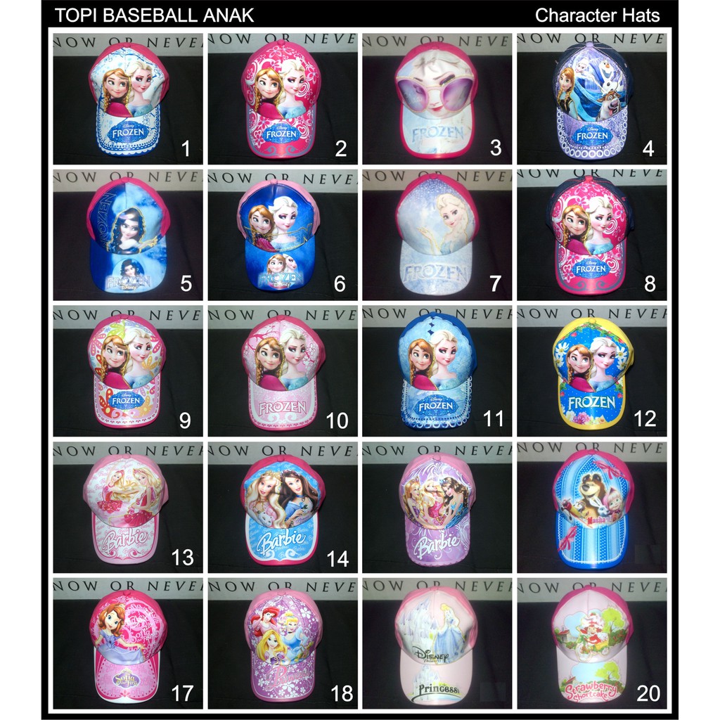 Jual topi anak Boboi Boy Upin Ipin Spongebob Frozen Princess Masha ...