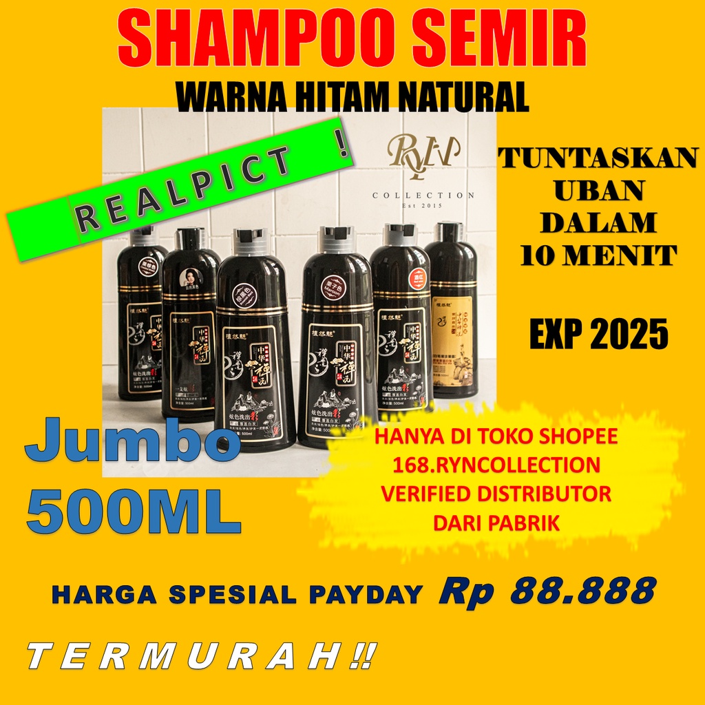 Jual 500ML SHAMPOO SEMIR WARNA ZHI RAN MEI CAT RAMBUT UBAN PRAKTIS ...