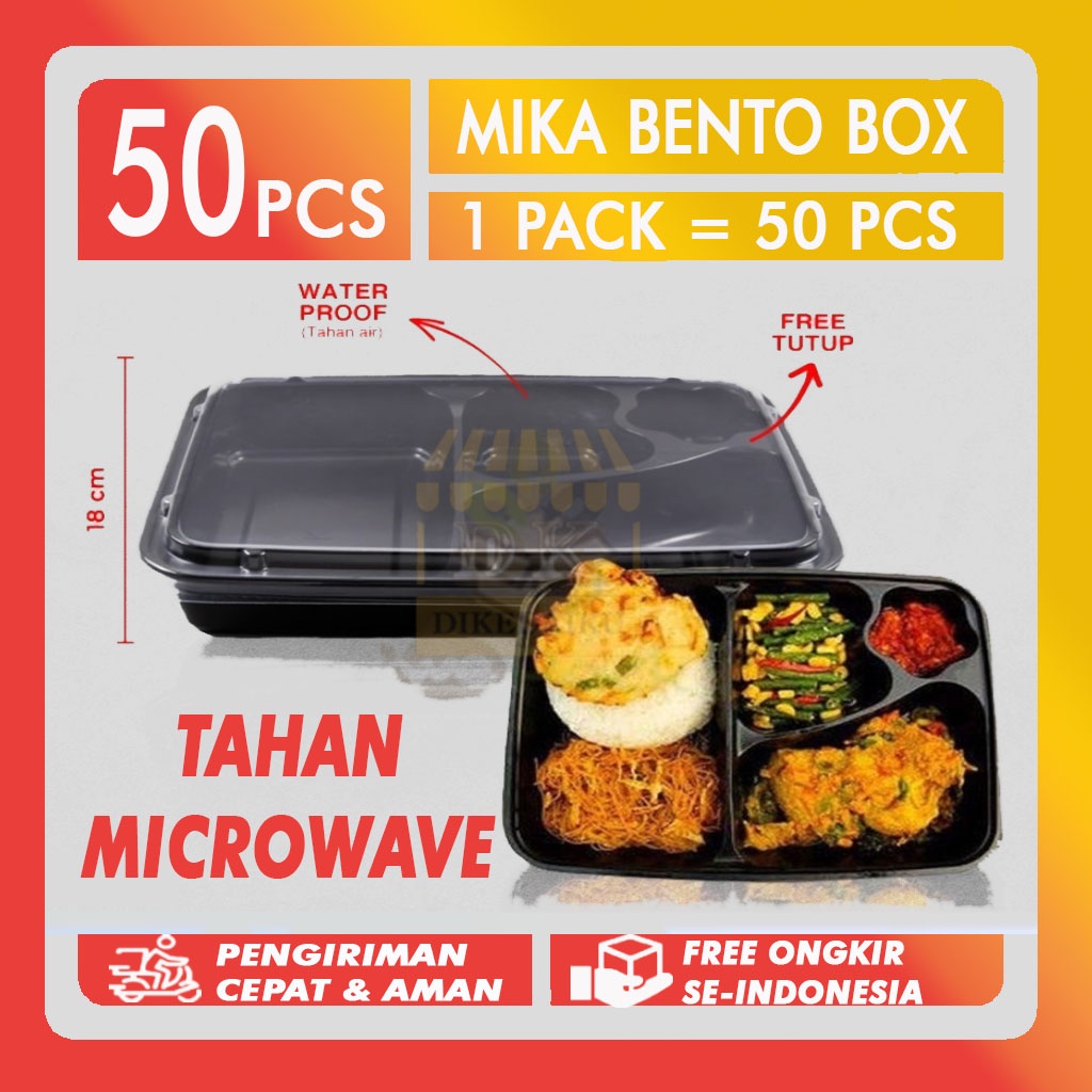 Jual [ FREE TUTUP ] BENTO Mika Bento Sekat 4 TAHAN MICROWAVE /MIKA ...