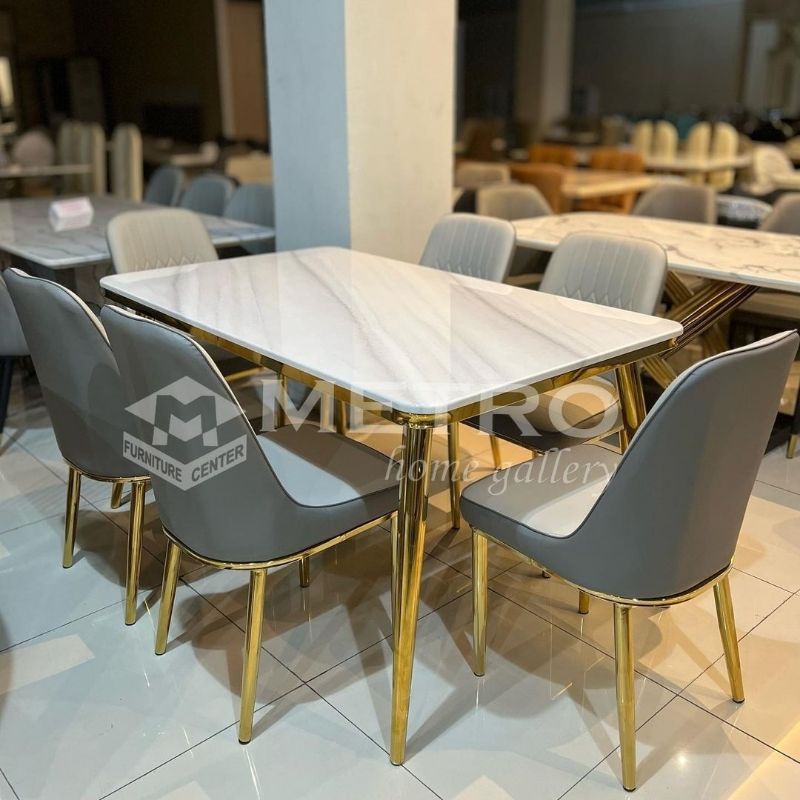 Jual Meja Makan Marmer import set 6 kursi | Shopee Indonesia