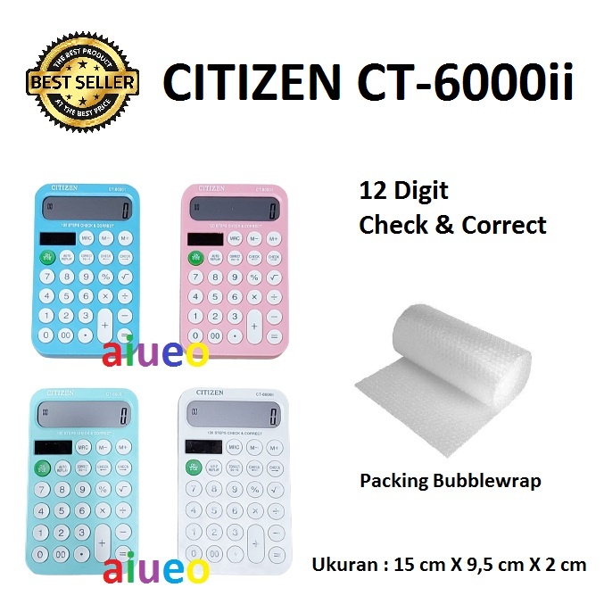 Jual Kalkulator Citizen CT-6000ii Calculator CT 6000 Check & Correct 12 ...