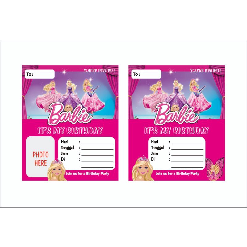 Jual Undangan Barbie CUSTOM TEXT+FOT | Shopee Indonesia