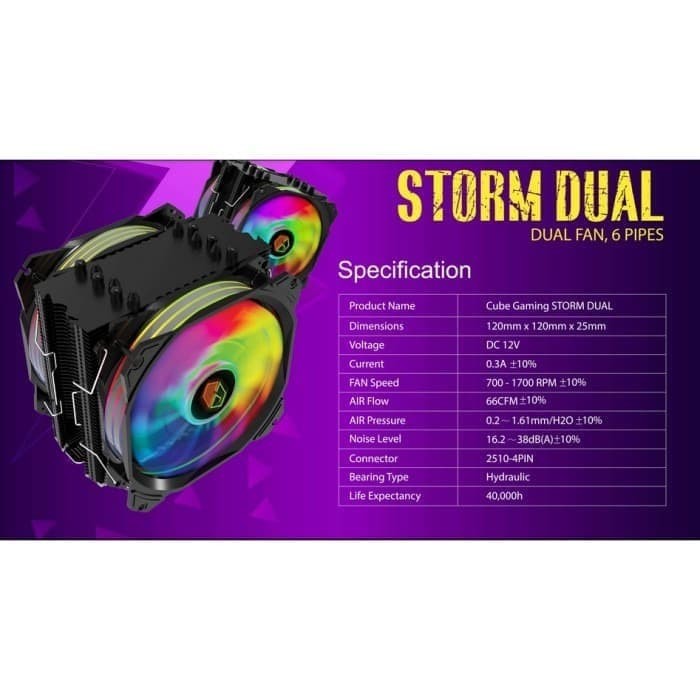 Jual CUBE GAMING STORM COOLER DUAL FAN 12CM ARGB | Shopee Indonesia