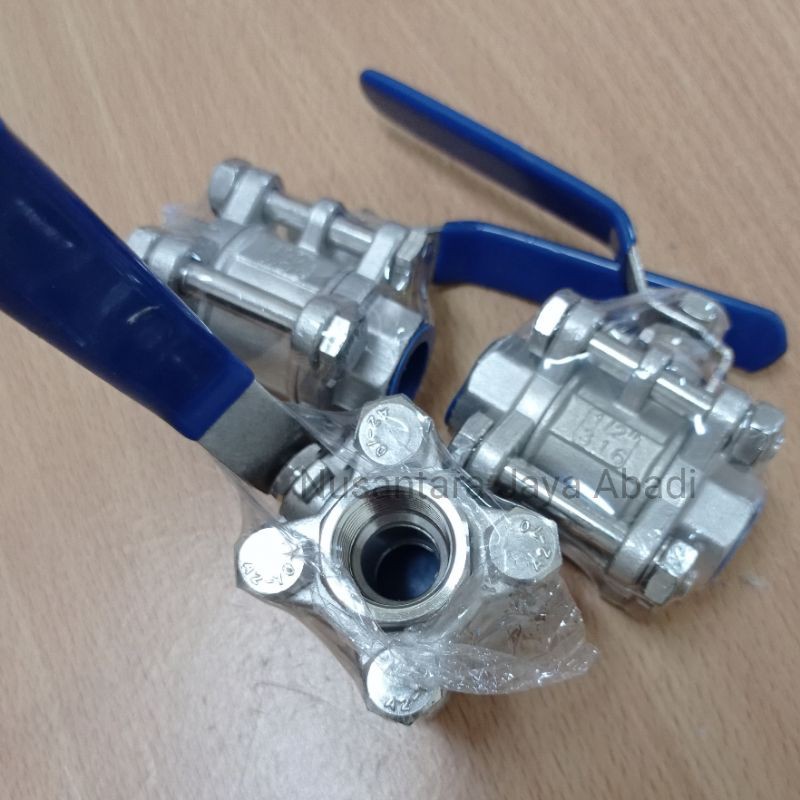 Jual Ball Valve Stop Kran Sankyo Model 3pc Stainless 316 Drat 1/2 " inchi DN 15 | Shopee Indonesia