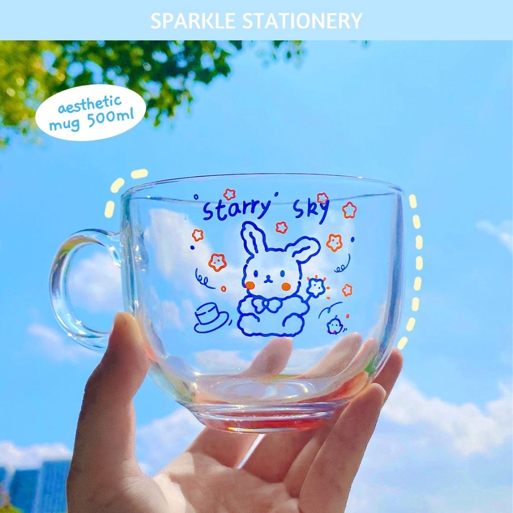 Jual Gelas Aesthetic ala Korea Gelas Minum Gelas Kaca Lucu Gelas ...