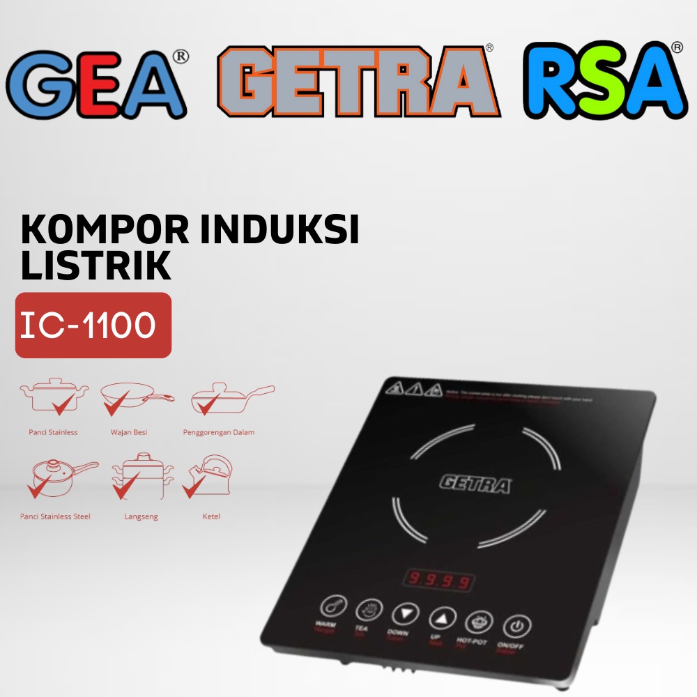 Jual KOMPOR INDUKSI LISTRIK GETRA IC-1100 INDUCTION COOKER 1 TUNGKU | Shopee Indonesia