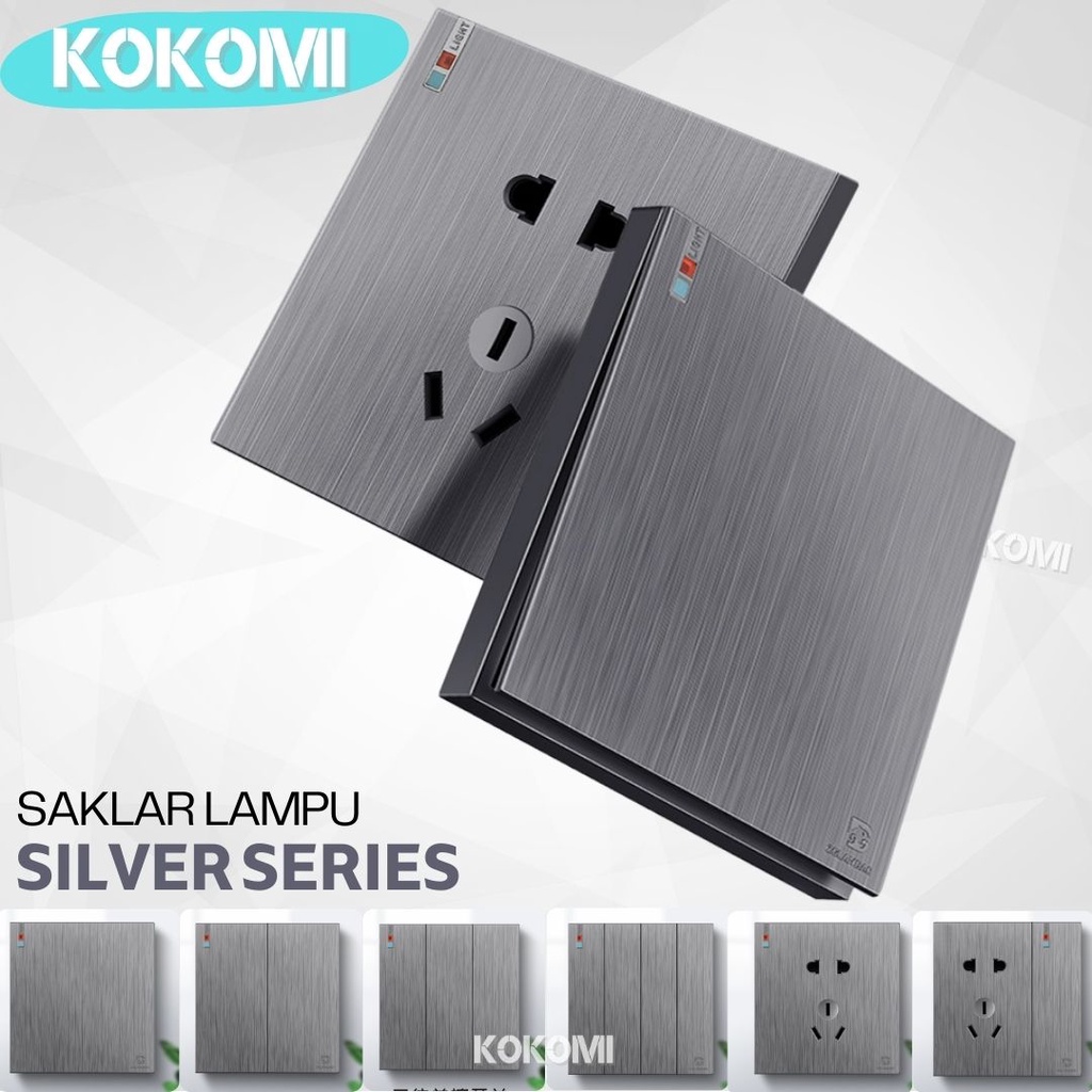 Jual Kokomi Saklar Dinding SILVER ZLB Wall Socket Golden Brushed 1/2/3 ...