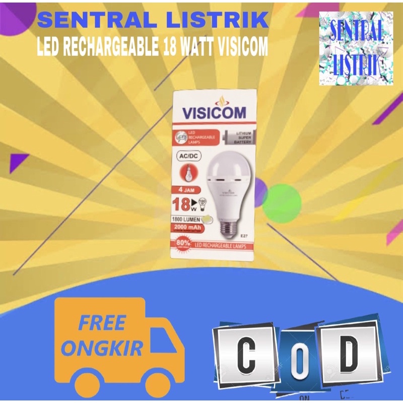 Jual VISICOM LAMPU LED RECHARGEABLE 18 watt 23 WATT BISA COD | Shopee ...