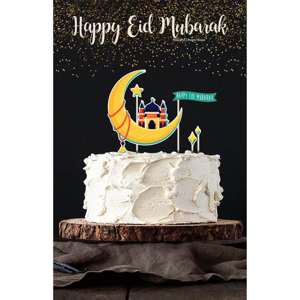 Jual Happy Eid Mubarak Cake Topper Indonesia|Shopee Indonesia