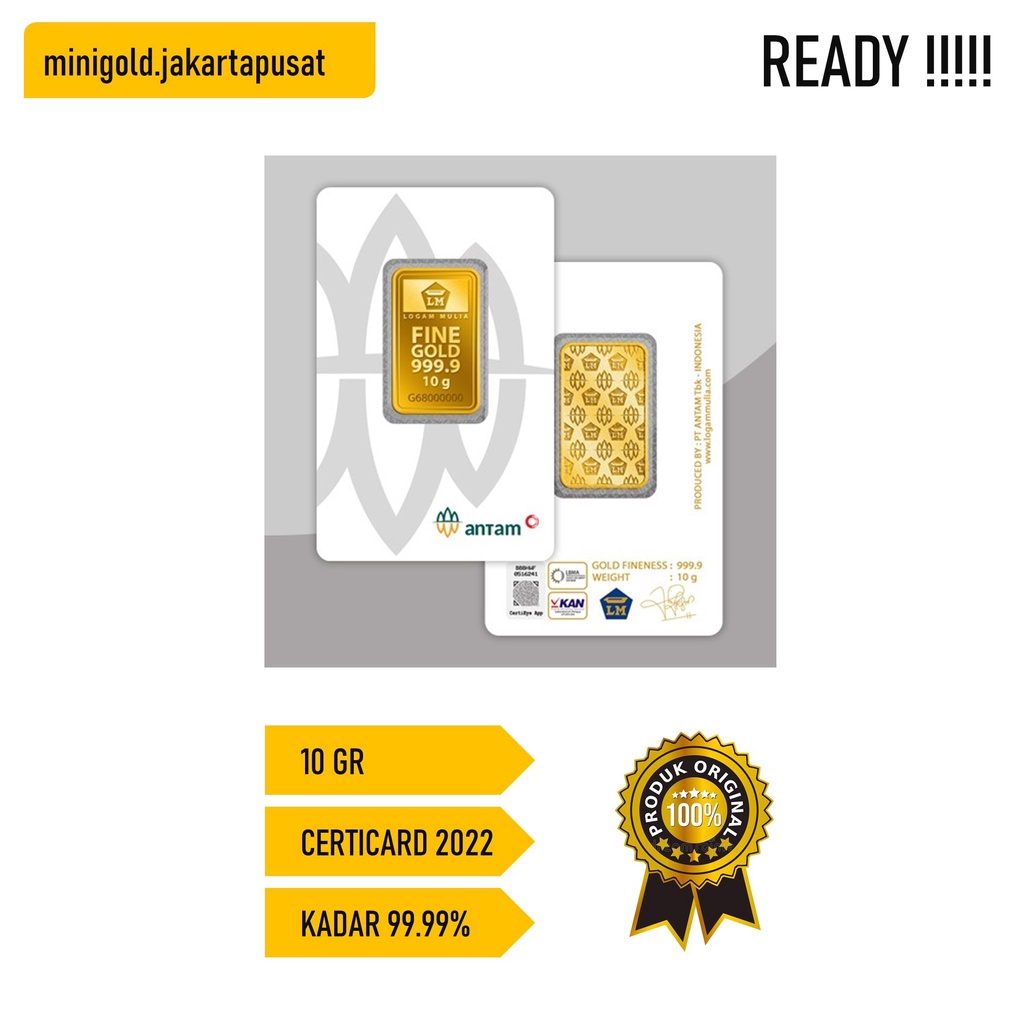 Jual EMAS ANTAM 10 GRAM LOGAM MULIA 2022 TERMURAH DAN GARANSI 100% ...