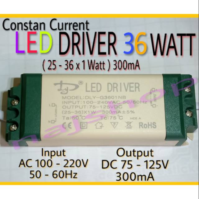 Jual LED DRIVER HIGH POWER LED 25 - 36 x 1WATT LED HPL 300mA CONSTAN ...