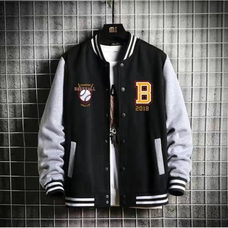 Jual Jaket Baseball Varsity Jaket Pria B jaket Original Jaket Fleece ...