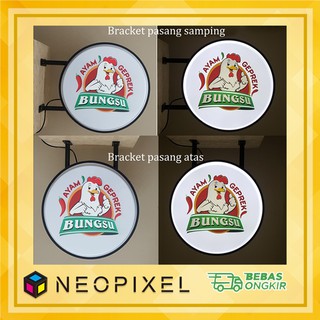 Neon Box Bulat Acrylic Vacum / Emboss - Diameter 70 CM 2 Sisi Light Box ...