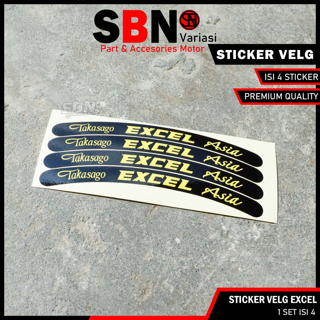 Jual Sticker Velg Takasogi EXCEL Asia / Stiker Veleg Motor Set Logo ...