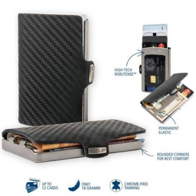 Jual I-CLIP Wallet Carbon incl. 2 RFID shields - Black ORIGINAL Dompet ...