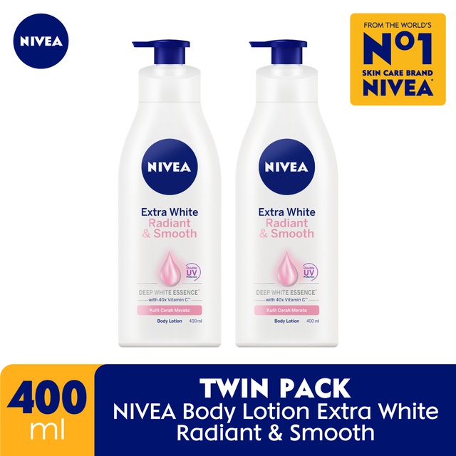 Jual NIVEA Extra White Radiant & Smooth Body Lotion 2 x 400 mL | Shopee ...