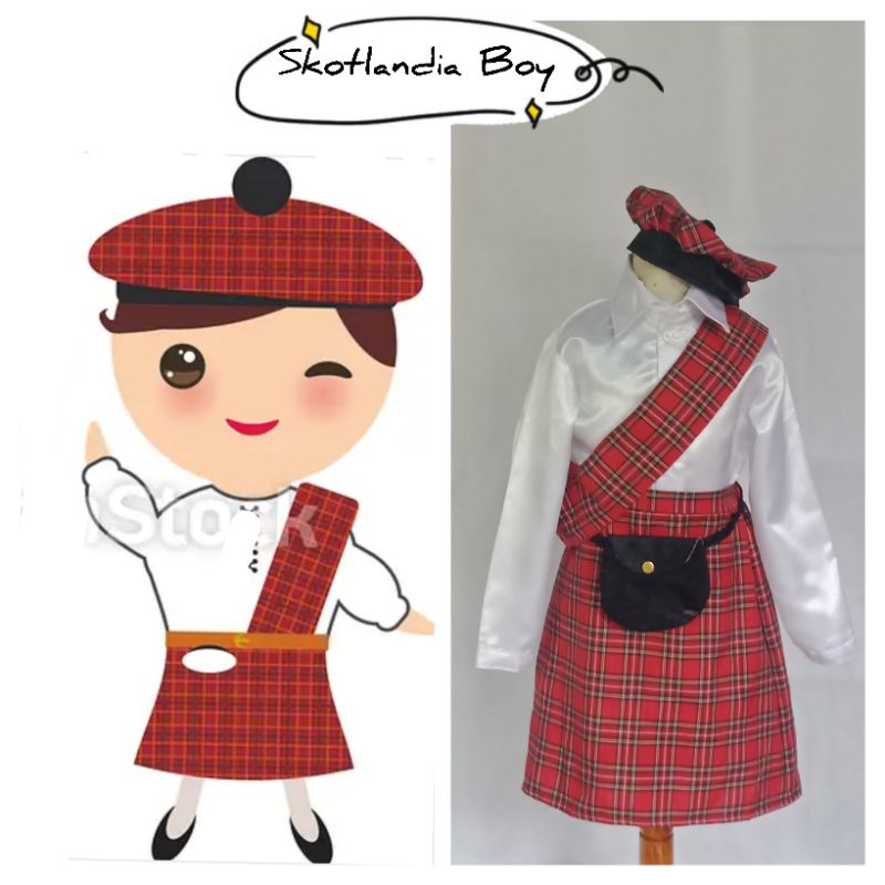 Jual Kostum Skotlandia Boy - Traditional Scottish Boy | Shopee Indonesia
