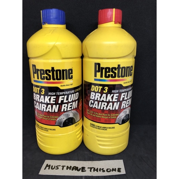 Jual oli minyak rem prestone dot 3 besar merah putih 1 liter 1liter 1l ...
