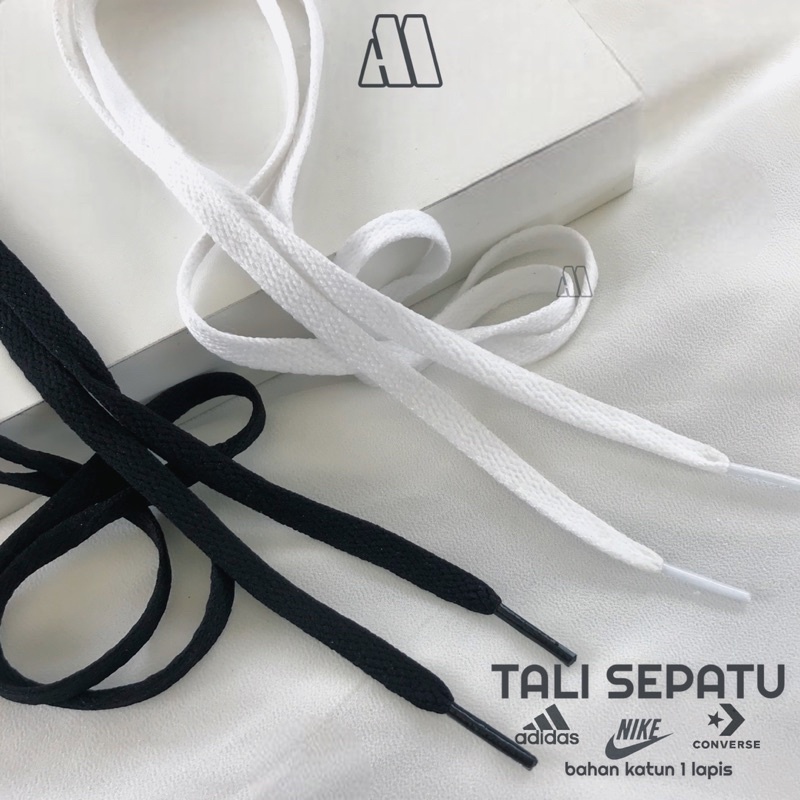 Jual TALI SEPATU BASIC COTTON 1 LAPIS WARNA PUTIH DAN WARNA HITAM ...