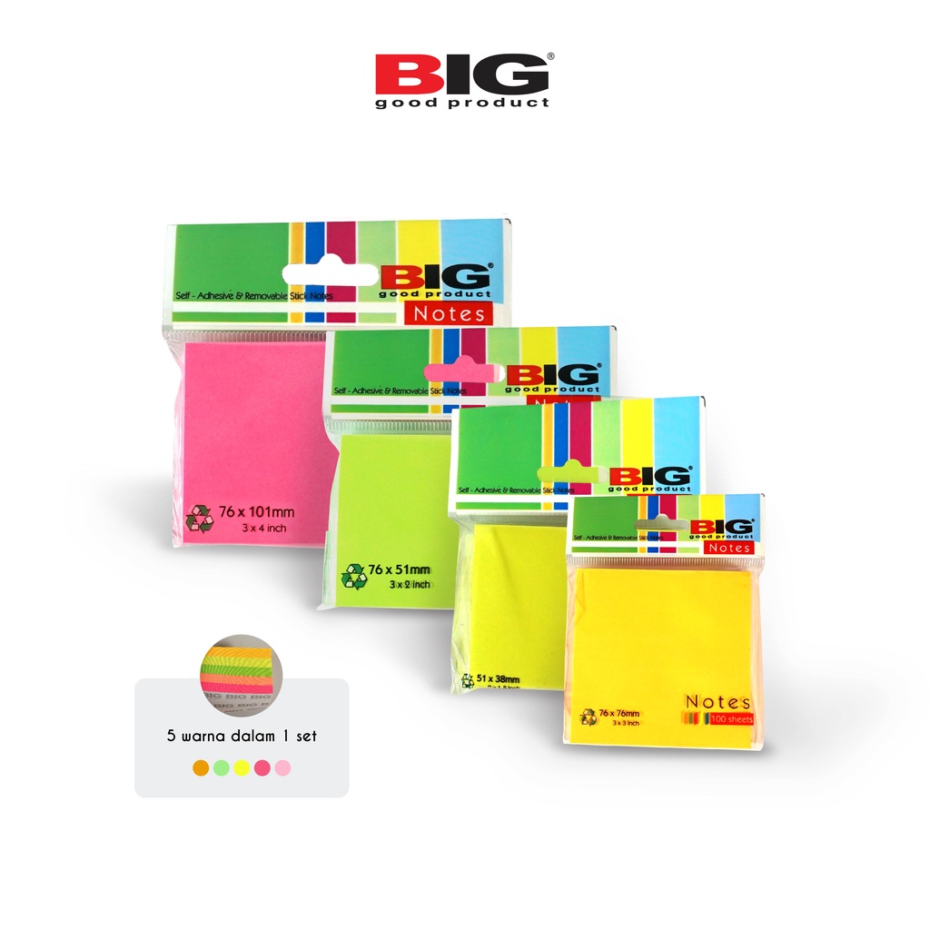 Jual BIG Sticky Notes Warna/ Note Kertas/ Memo Tempel Tumpuk | Shopee ...