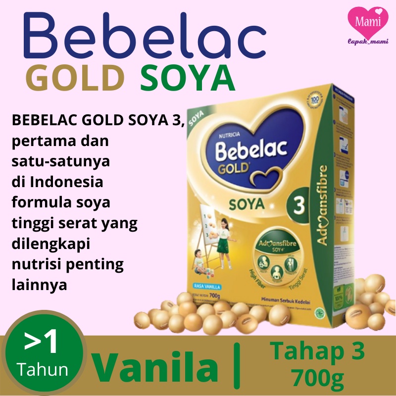 Jual Bebelac Gold Soya 3 Vanila Susu Bubuk Formula Pertumbuhan Soya 700 ...