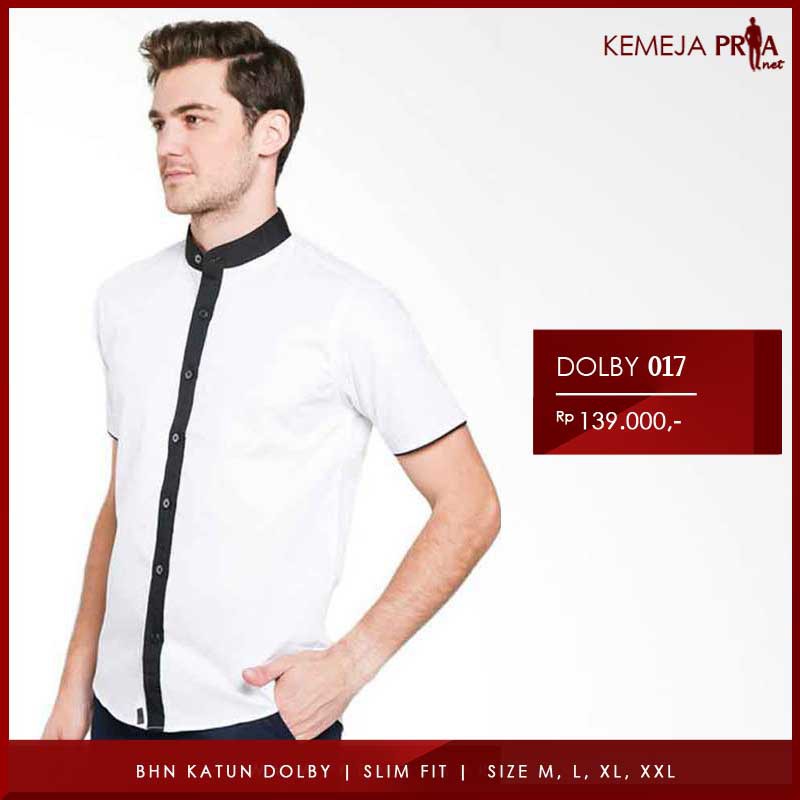 Jual Kemeja Pendek Kerah Shanghai Putih List Bold Hitam - DOLBY 017 | Shopee Indonesia