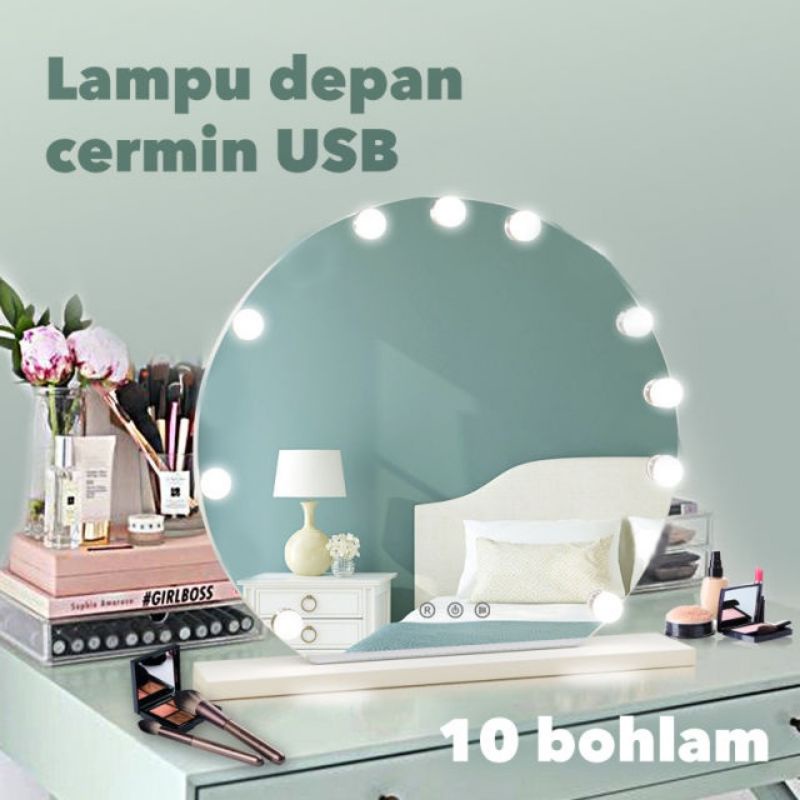Jual Lampu Meja Rias Lampu Cermin LED 10 Bohlam Vanity Miror kaca rias ...