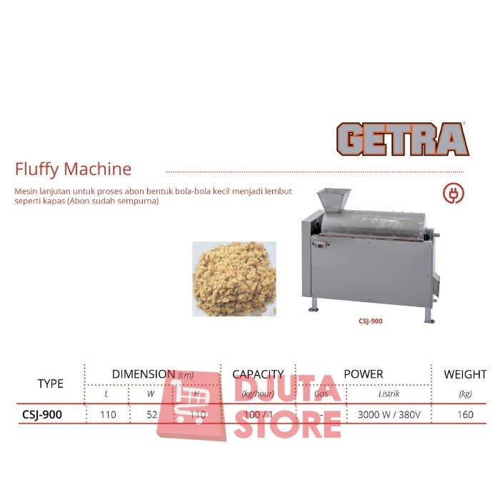 Jual GETRA CSJ-900 MESIN PEMBUAT ABON SUDAH SEMPURNA (MEAT FLUFFY ...