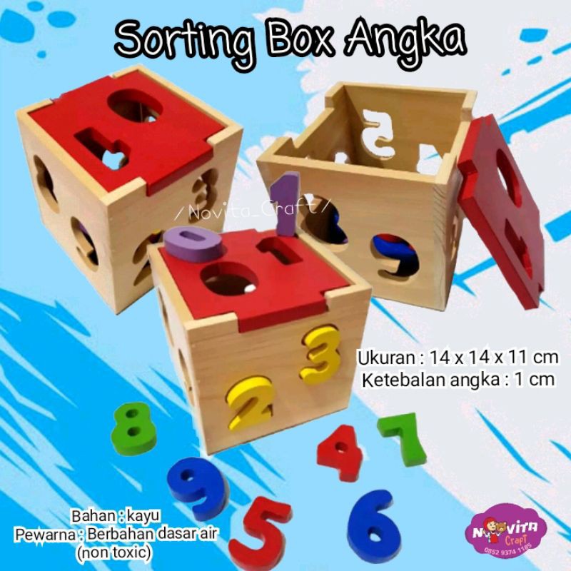 Jual Mainan Edukasi Anak Sorting Box Angka/Kotak Kayu Numbers Sorter ...