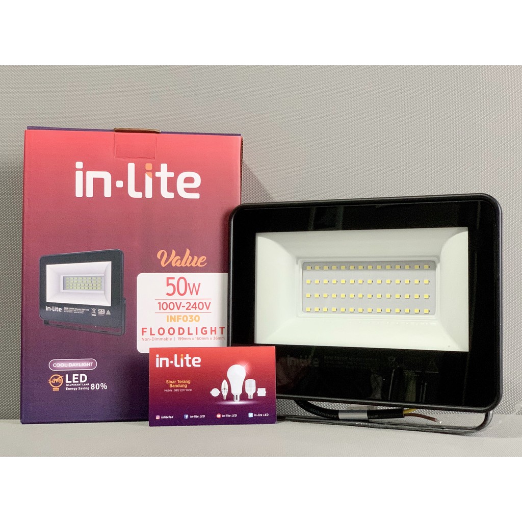 Jual LAMPU SOROT FLOODLIGHT LED INLITE VALUE 50W 50 WATT - INF030 | Shopee Indonesia