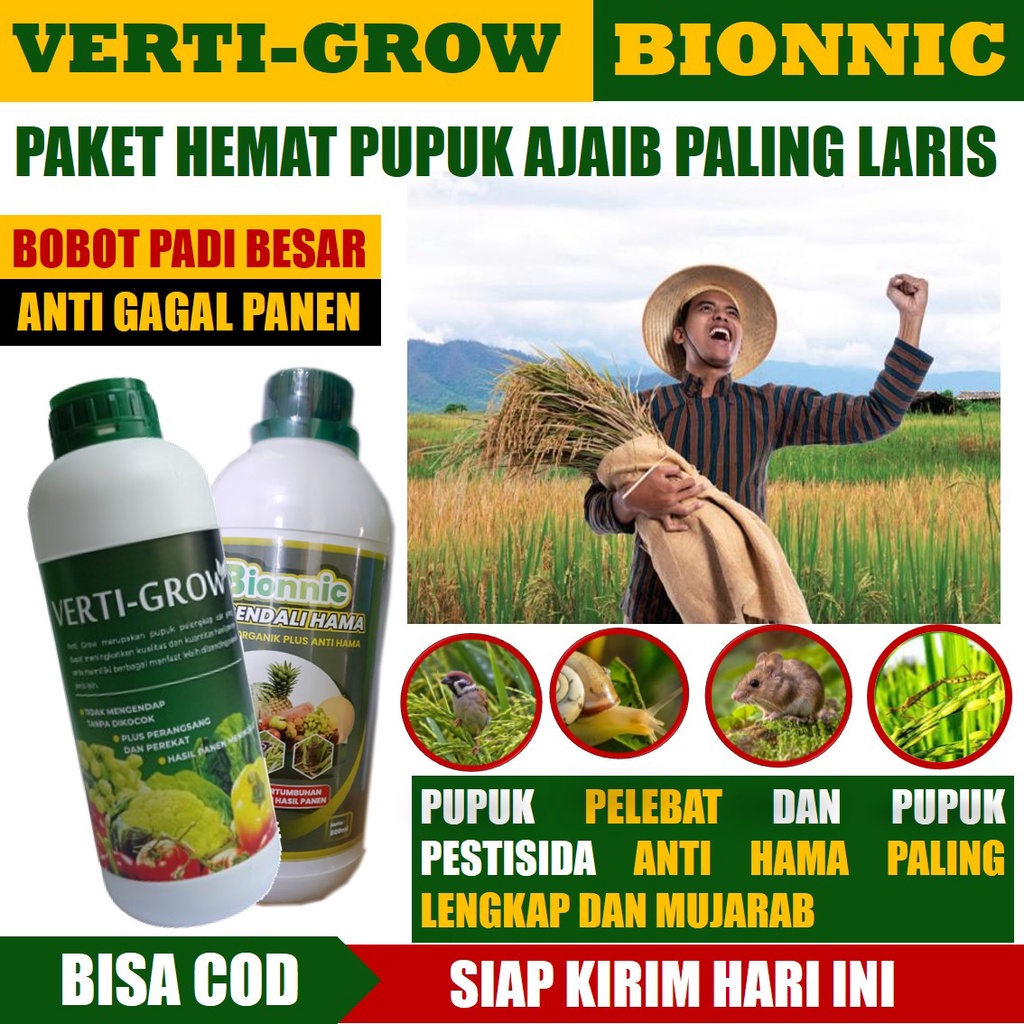 Jual (PAKET HEMAT) PESTISIDA BIONNIC & NPK CAIR VERTI GROW - Pupuk Pelebat Padi dan Atasi Hama ...