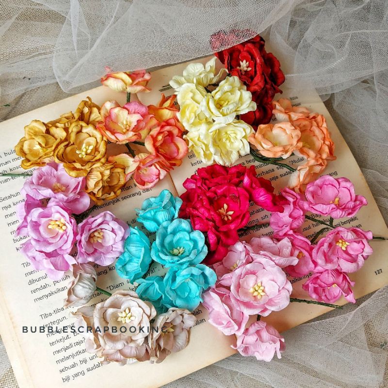 Jual bunga kertas bahan scrapbook mahar craft magnolia | Shopee Indonesia