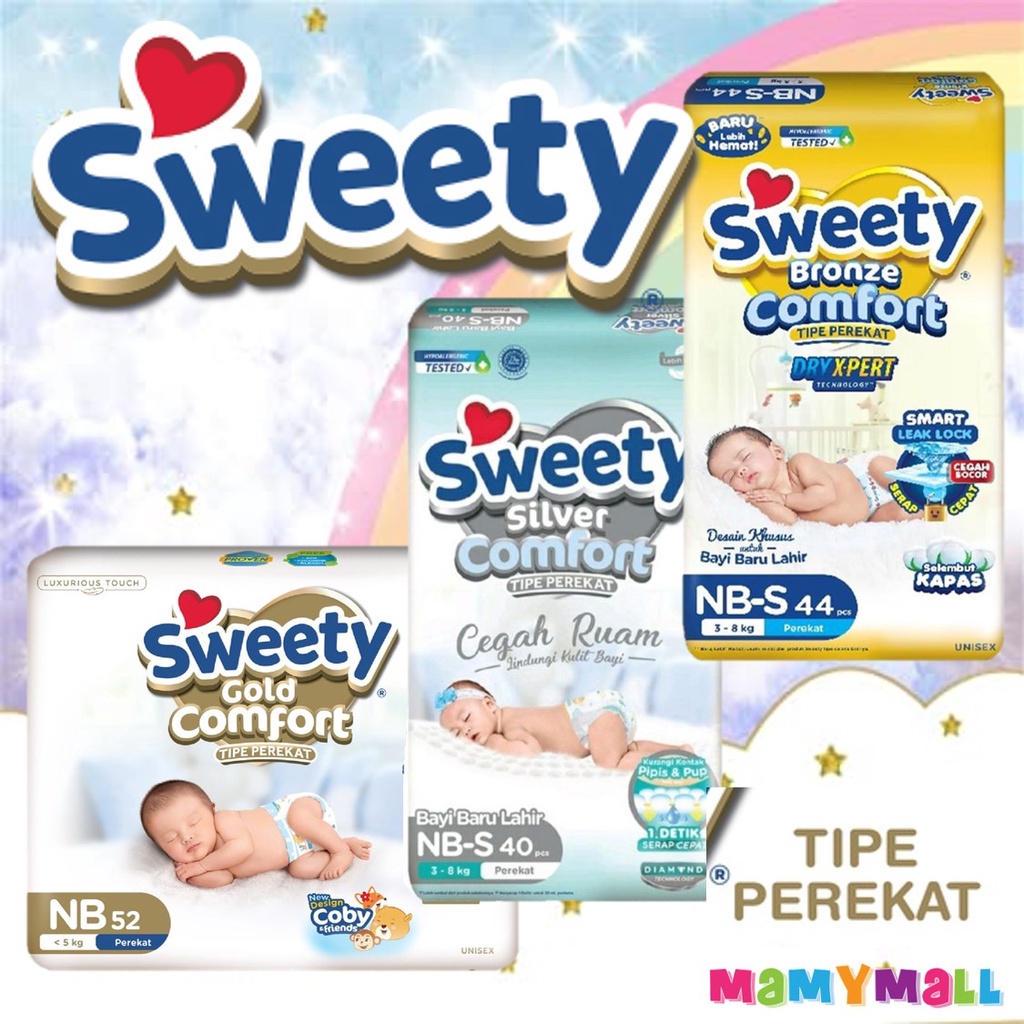 Jual Sweety Diaper Perekat Gold NB52 / newborn 52 sampai BB 5kg / Popok ...