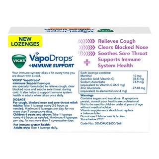 Jual Permen VICKS VapoDrops + Immune Support Lozenges isi 16pcs ...