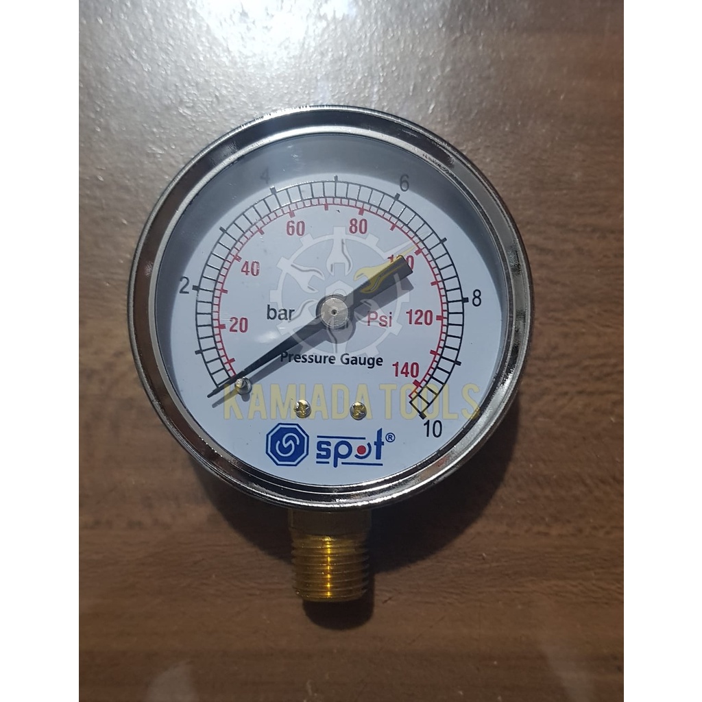 Jual MANOMETER 10 BAR/ PRESSURE GAUGE AMPER ANGIN/ KOMPRESSOR METER 2 1 ...