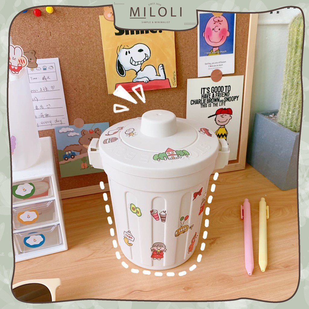 Jual [MILOLI] White Mini Trash Bin Aesthetic Dustbin Tong Sampah Kecil ...