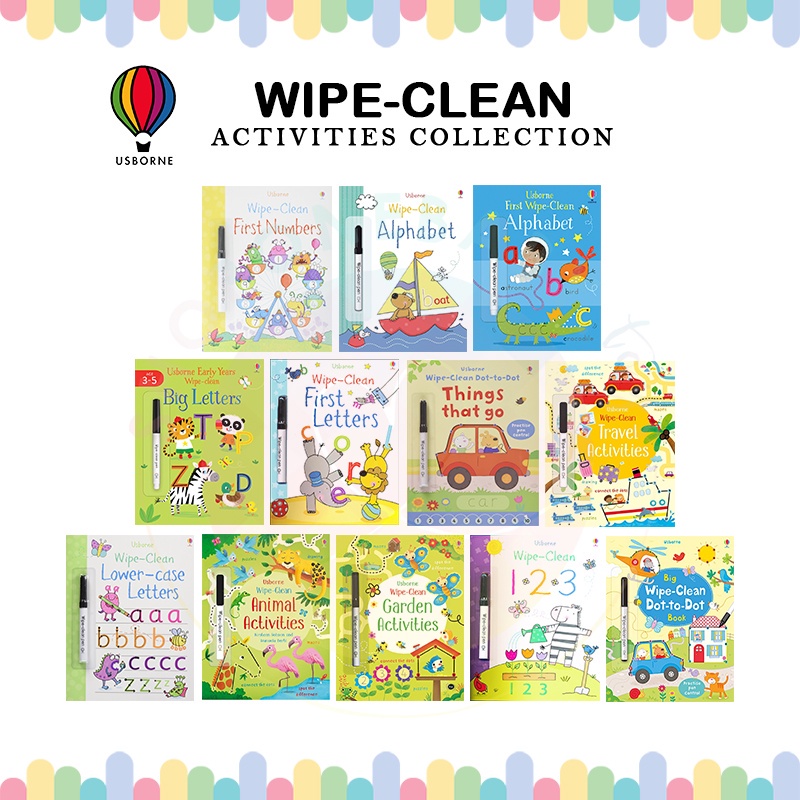 Jual JKT Usborne Wipe Clean Activity Books Set With Marker Pen Buku ...