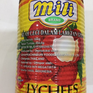Jual Lychee / Leci Buah In Syrup Mili Kaleng 565 g | Shopee Indonesia