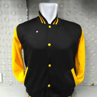 Jual JAKET BASEBALL VARSITY POLOS HITAM LENGAN KUNING Indonesia|Shopee ...