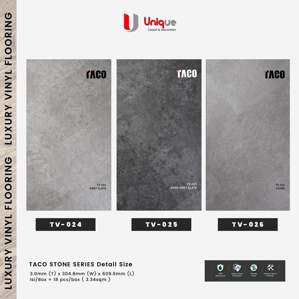 Jual Lantai Vinyl Plank Taco Tebal 3mm /Vinyl Flooring Motif Semen ...