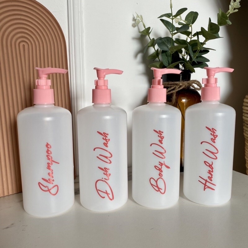 Jual BOTOL PUMP 500ML PINK PASTEL FREE STIKER CUTTING | Shopee Indonesia