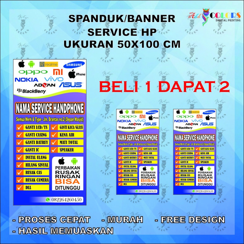 Jual Banner/Spanduk Service Hp Ukuran 50x100 cm Dapat 2 Indonesia ...