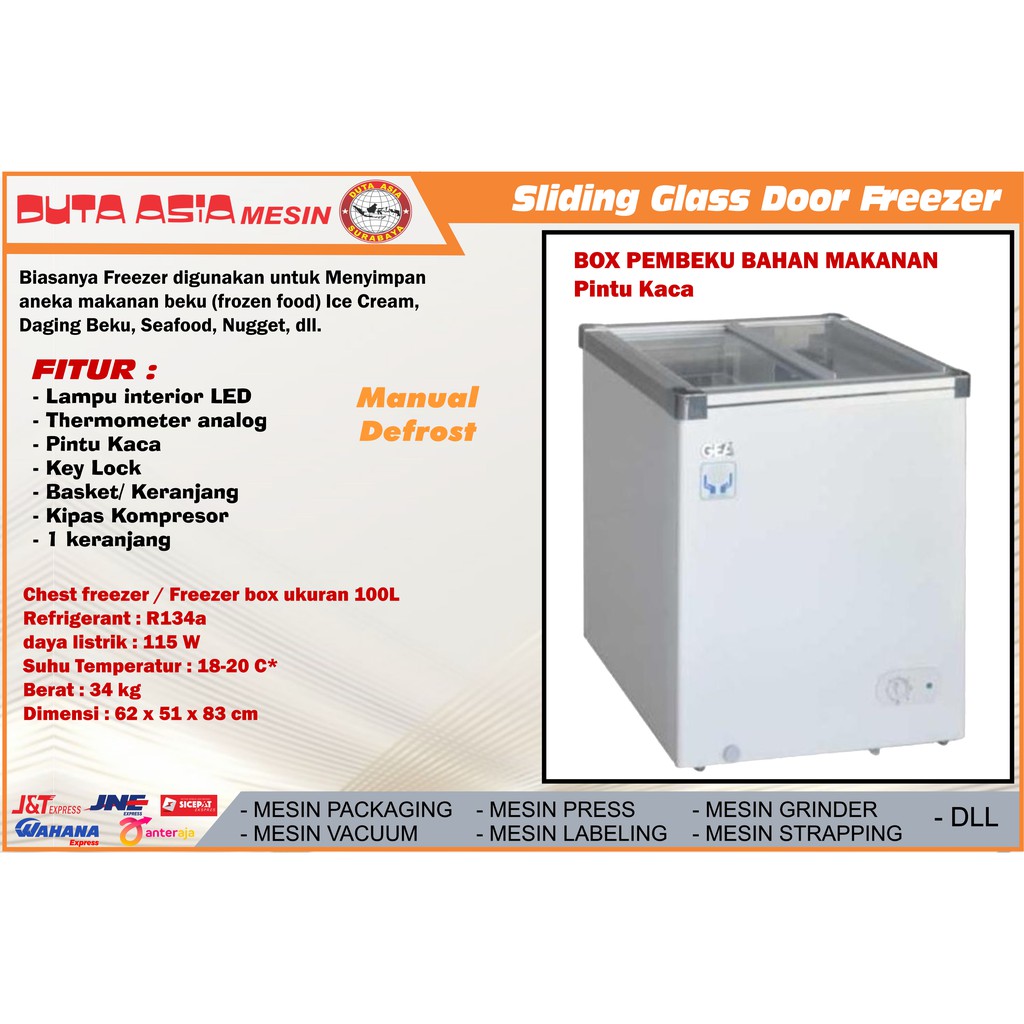 Jual SLIDING FLAT GLASS FREEZER/ BOX PEMBEKU PITU KACA GESER VOLUME ...