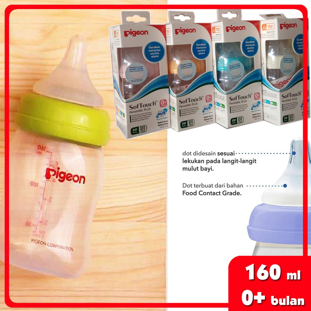 Jual PIGEON Soft Touch Peristaltic PLUS Wide Neck Bottle 160ml Nipple ...