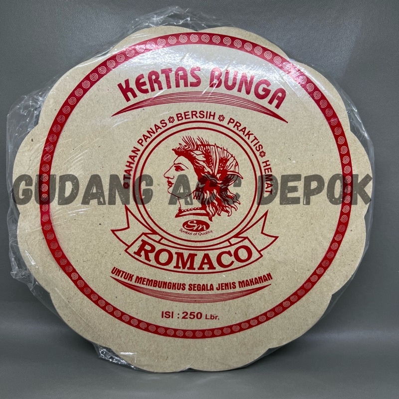 Jual KERTAS NASI BUNGA BULAT KEMBANG COKLAT ALAS NASI ISI 250 25CM ...
