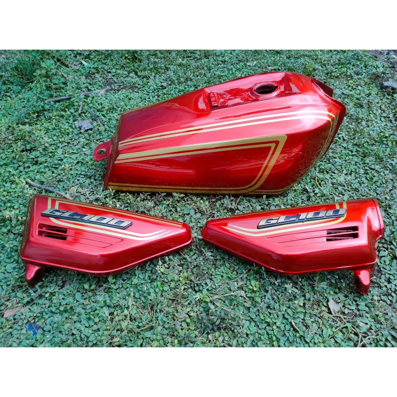 Jual tangki tengki gl 100 set box aki warna merah maroon list gold full ...