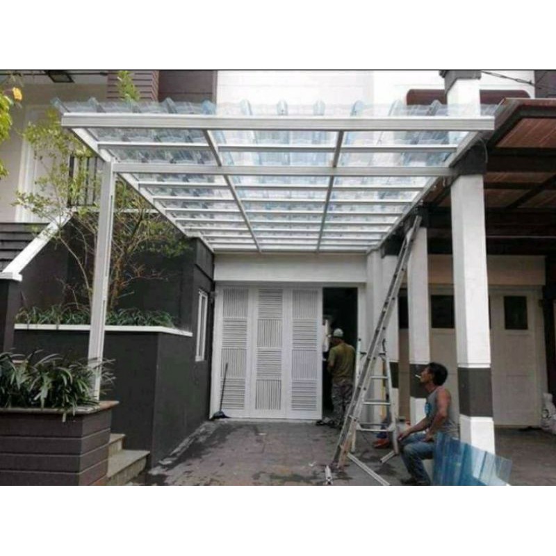 Jual Kanopi/Carport Rangka Baja Ringan Cat Atap Spandek Transparan ...