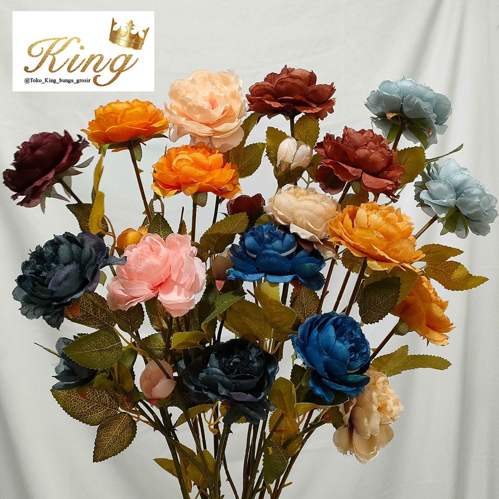 Jual Artificial Peony Autumn 3 Cabang Bunga Palsu Plastik Imitasi ...